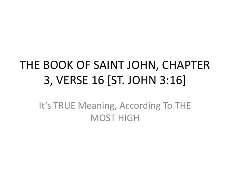 St. John 3:16 Meaning Explained | PDF