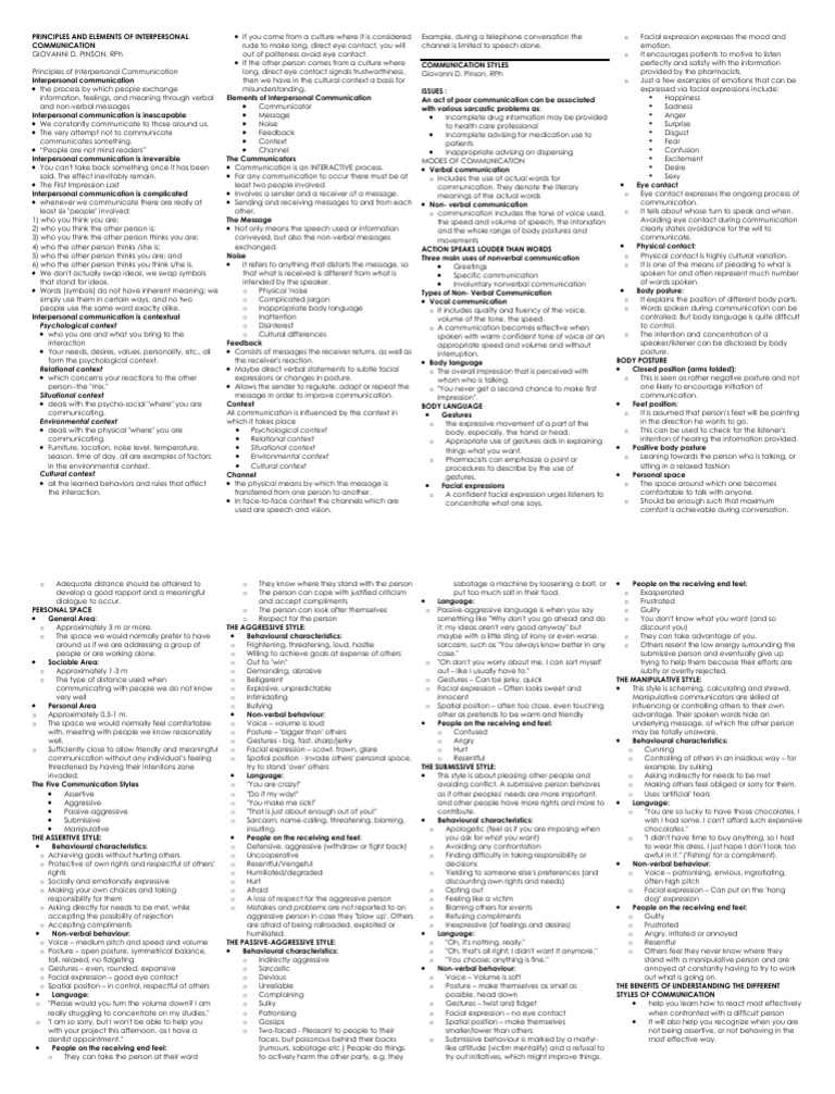 Principles and Elements of Interpersonal Communication | PDF ...