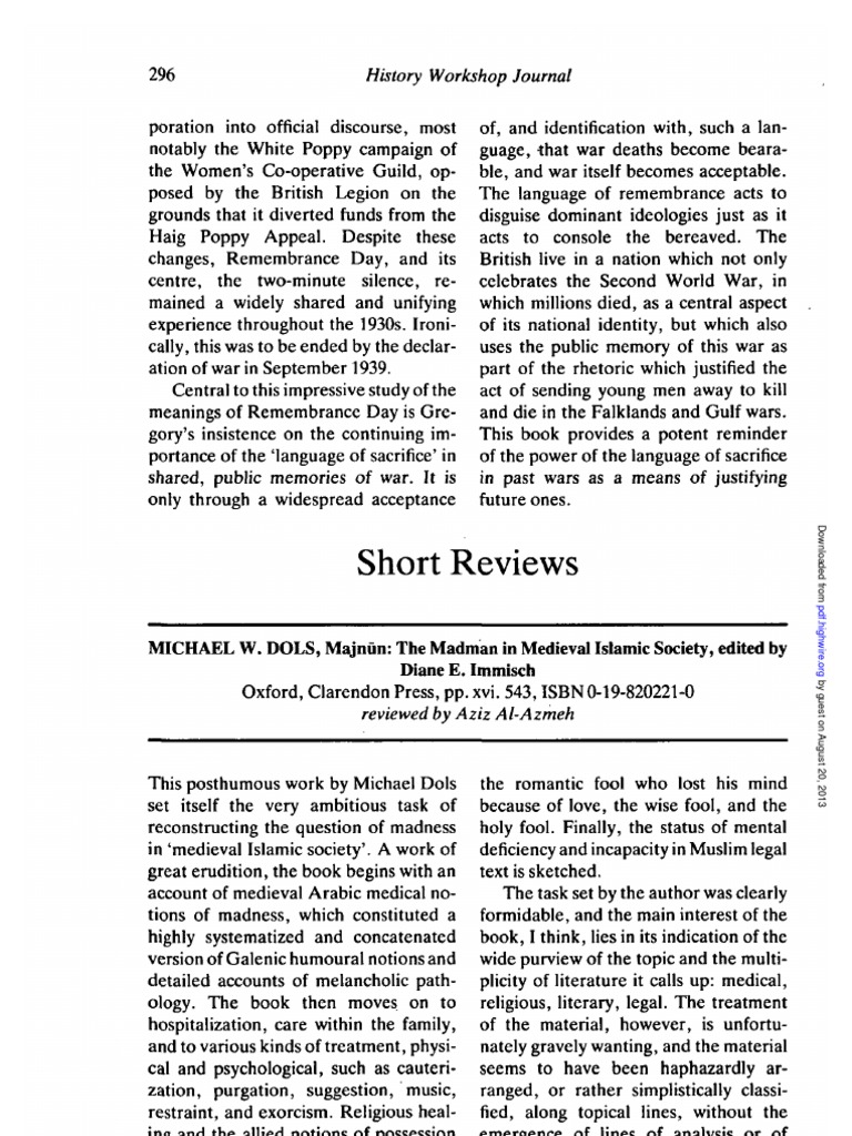 Rveiew of Majnun by Michael Dols | PDF | Psychology | Science