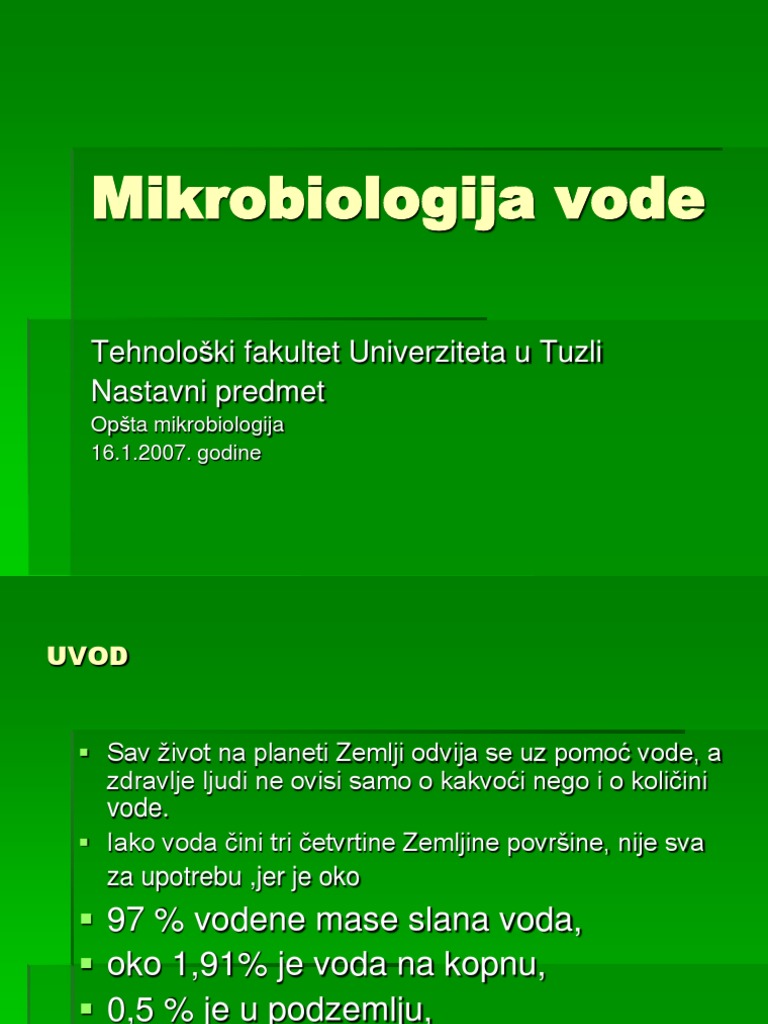 Mikrobiologija Vode | PDF