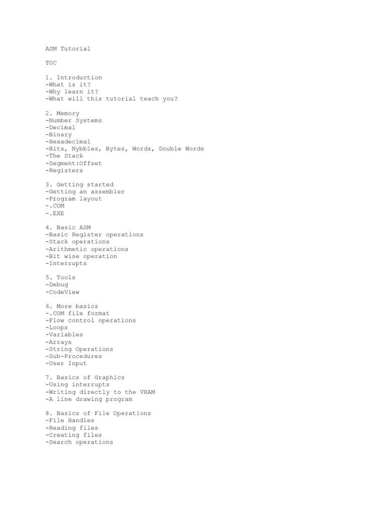 Assembly Tutorial | PDF | Pointer (Computer Programming) | Computer ... Assembly Tutorial | PDF | Pointer (Computer Programming) | Computer ...