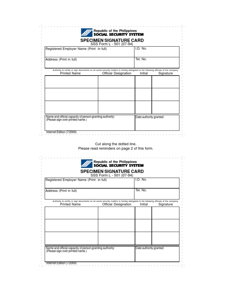 Specimen Signature Card | PDF