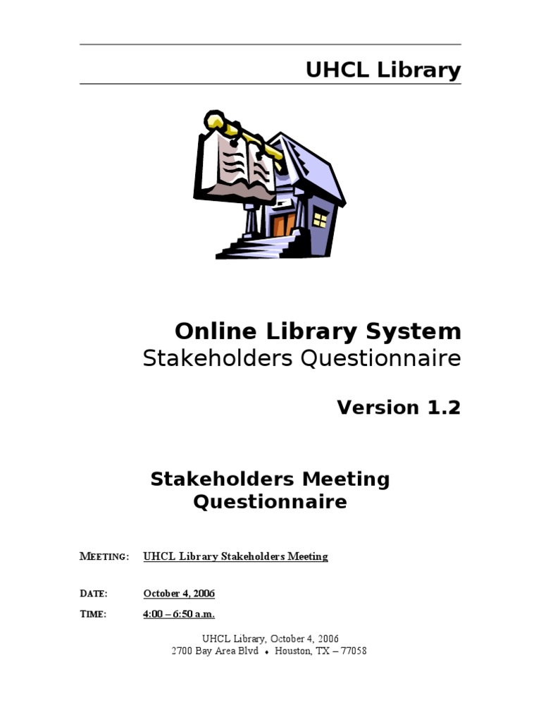 Stakeholder Questionnaire | PDF | Libraries | Information Science