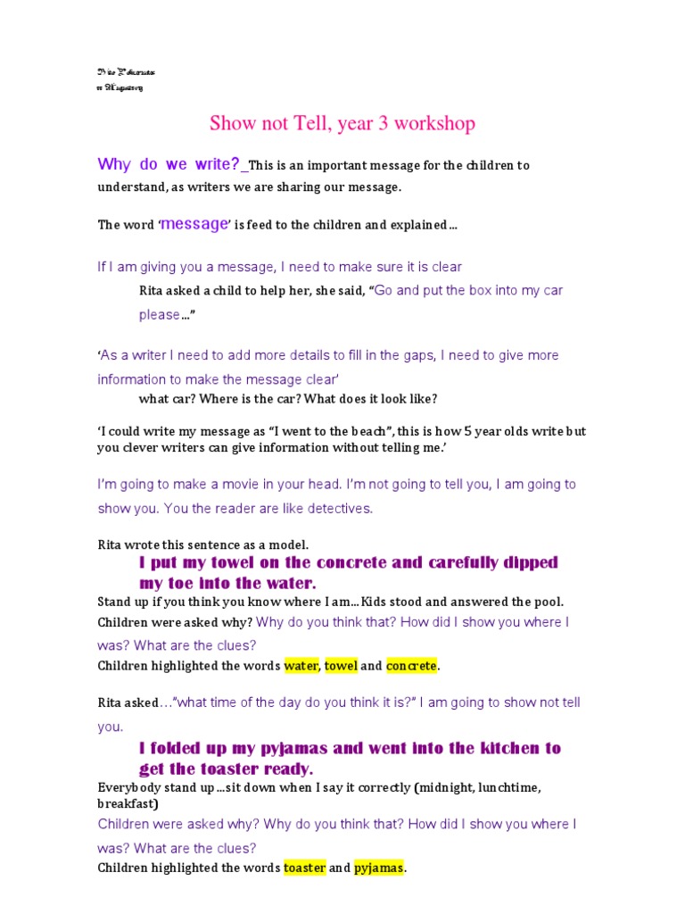 Rita Palmer Notes (Show Not Tell) | PDF