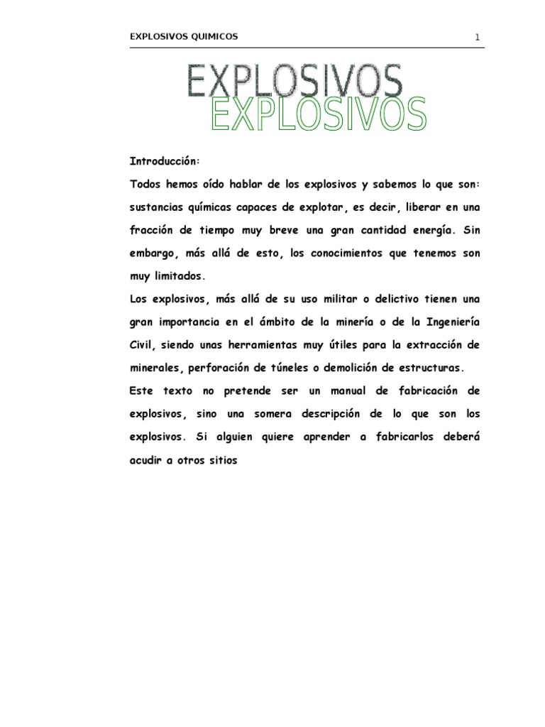 Introducción a los Explosivos Químicos | PDF | Sustancias químicas ...