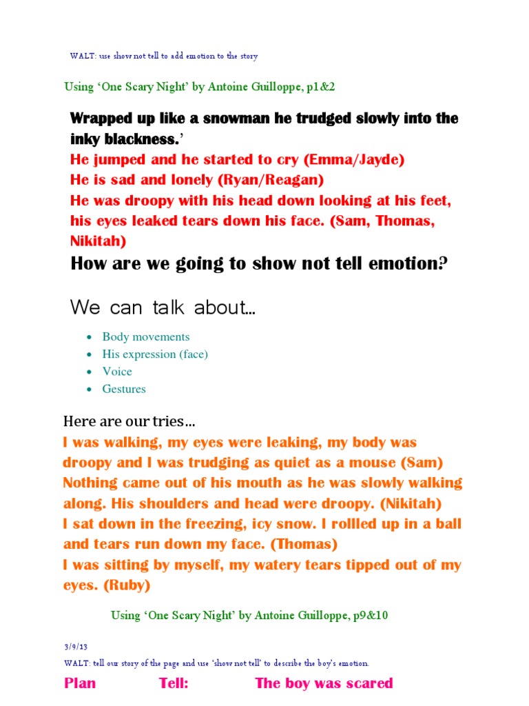 Show Not Tell Emotion | PDF