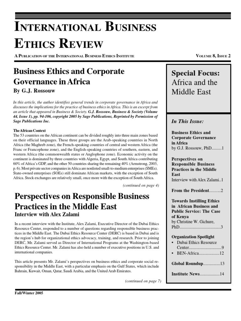 International Business Ethics Review | Download Free PDF | Governance ...