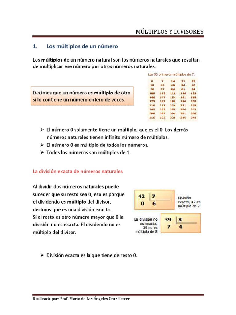 Multiplos y Divisores Repaso | PDF | División (Matemáticas ...