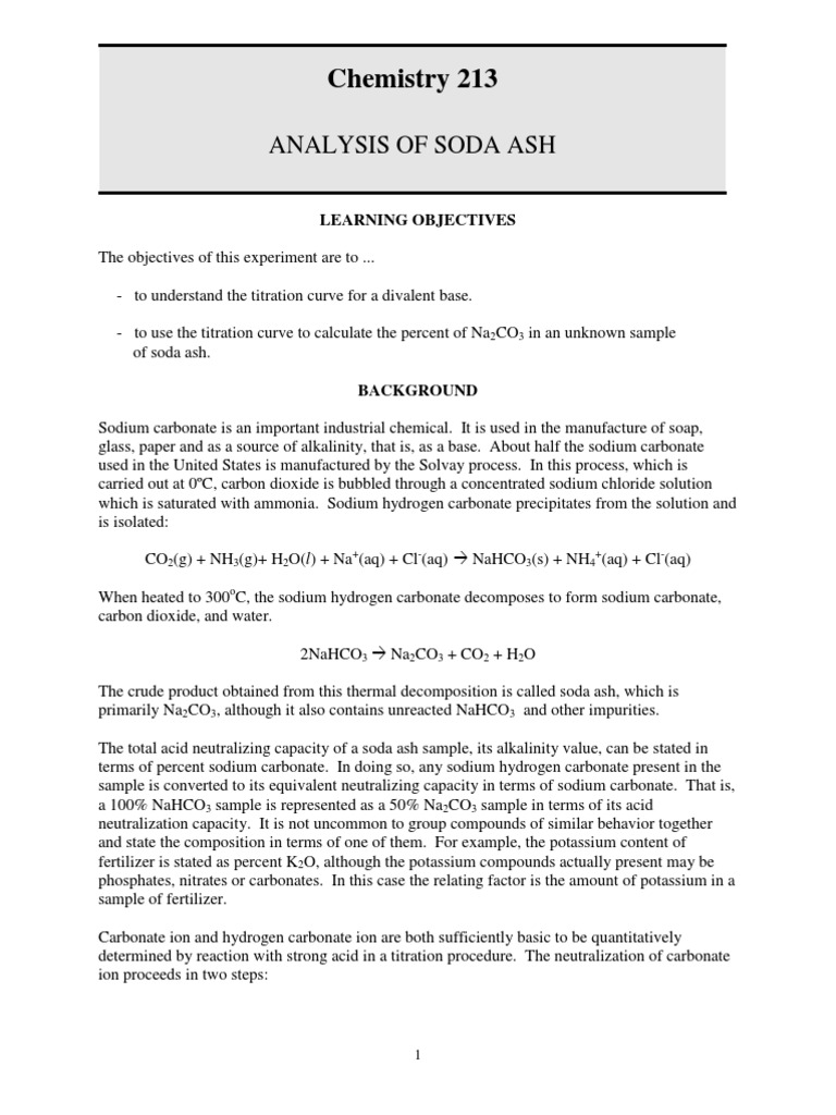 Analysis of Soda Ash | PDF | Sodium Carbonate | Ph