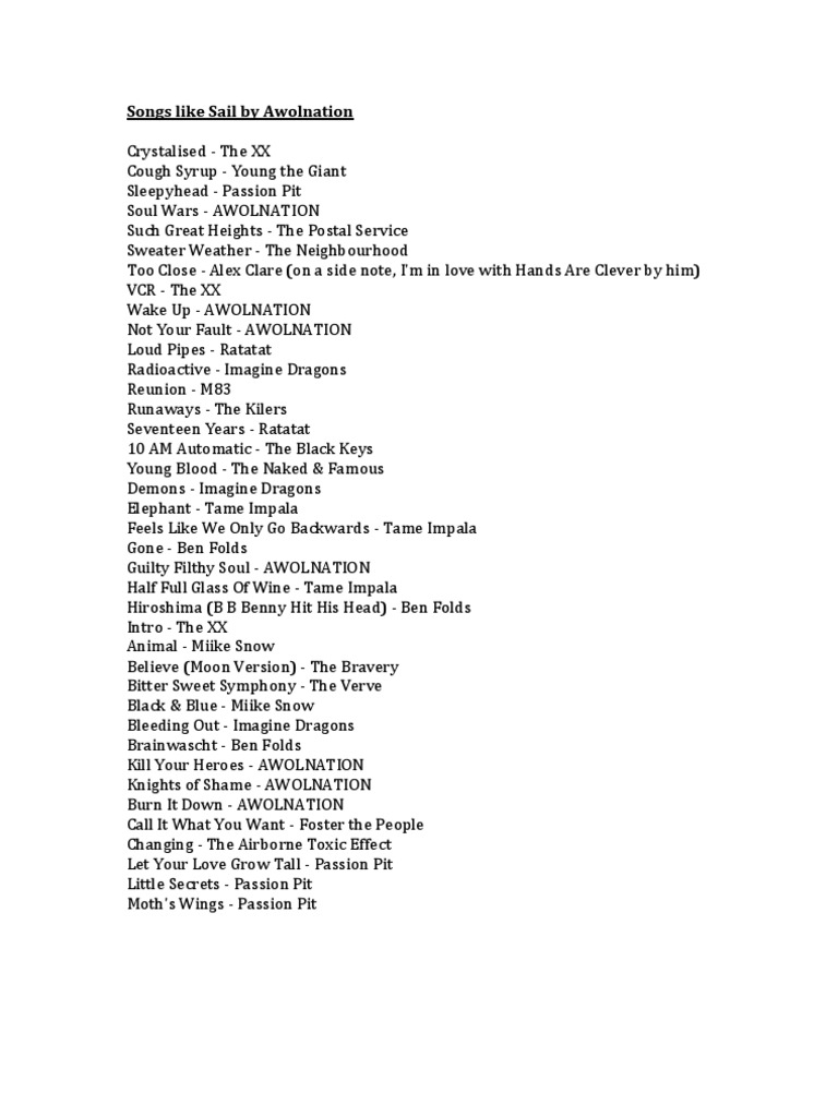 Awolnation Sail Lyrics