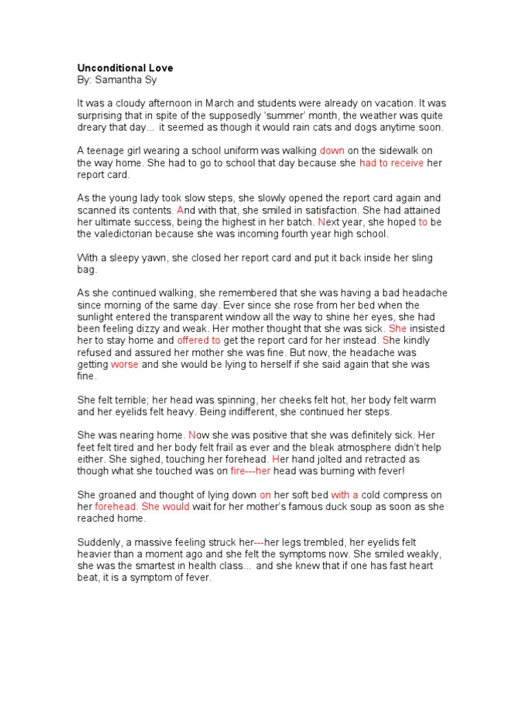 Unconditional Love Short Story Pdf Leisure