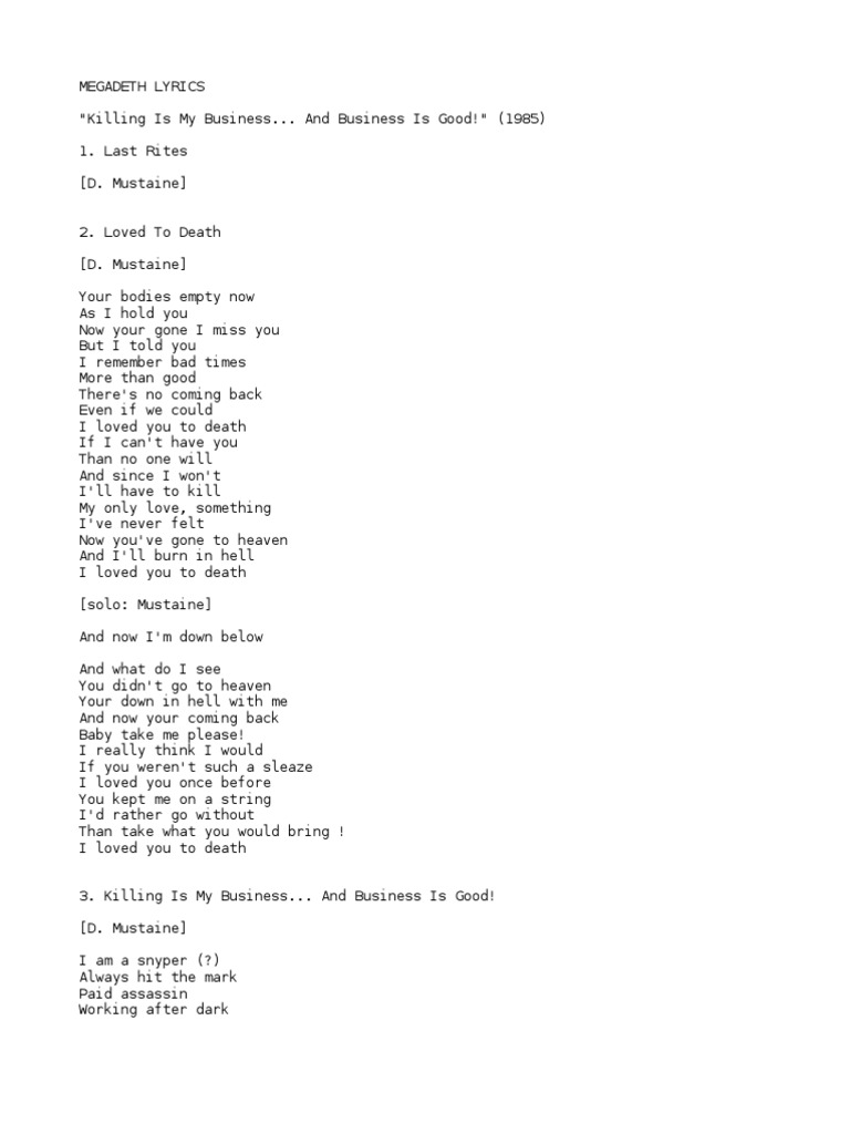 Megadeth Lyrics | Nature