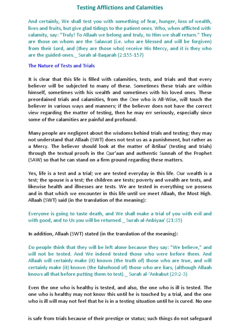 The Nature of Tests and Trials | PDF | Religious Belief And Doctrine ...