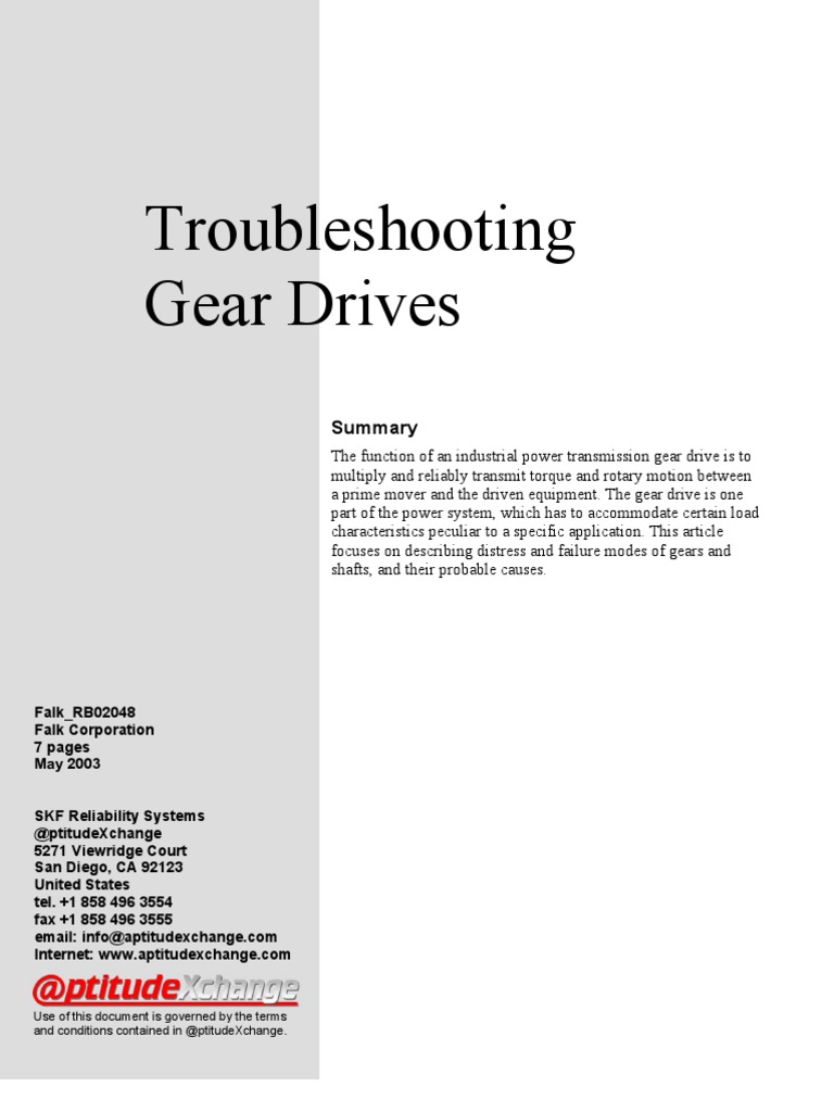 Troubleshooting Gear Drives | PDF