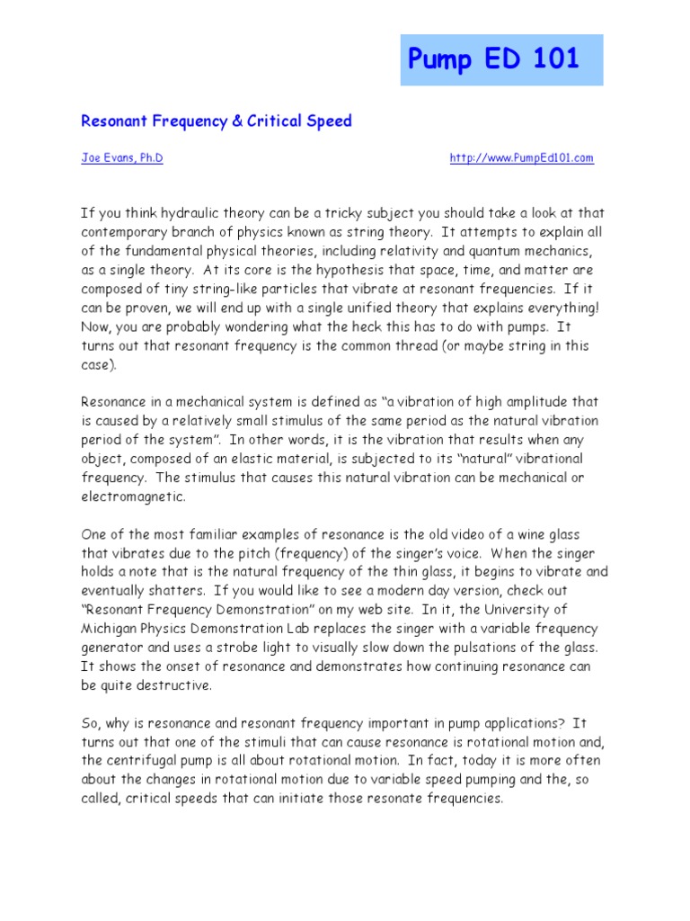 Critical Speed | PDF | Rotation Around A Fixed Axis | Resonance