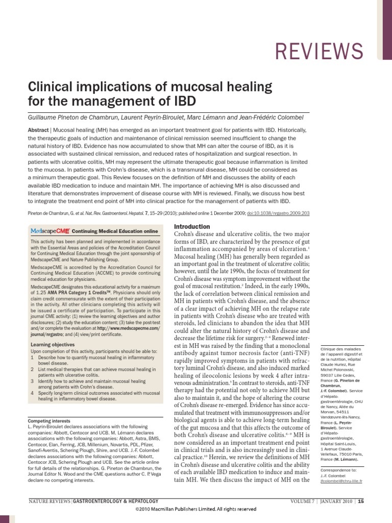 Reviews: Clinical Implications of Mucosal Healing For The Management of ...
