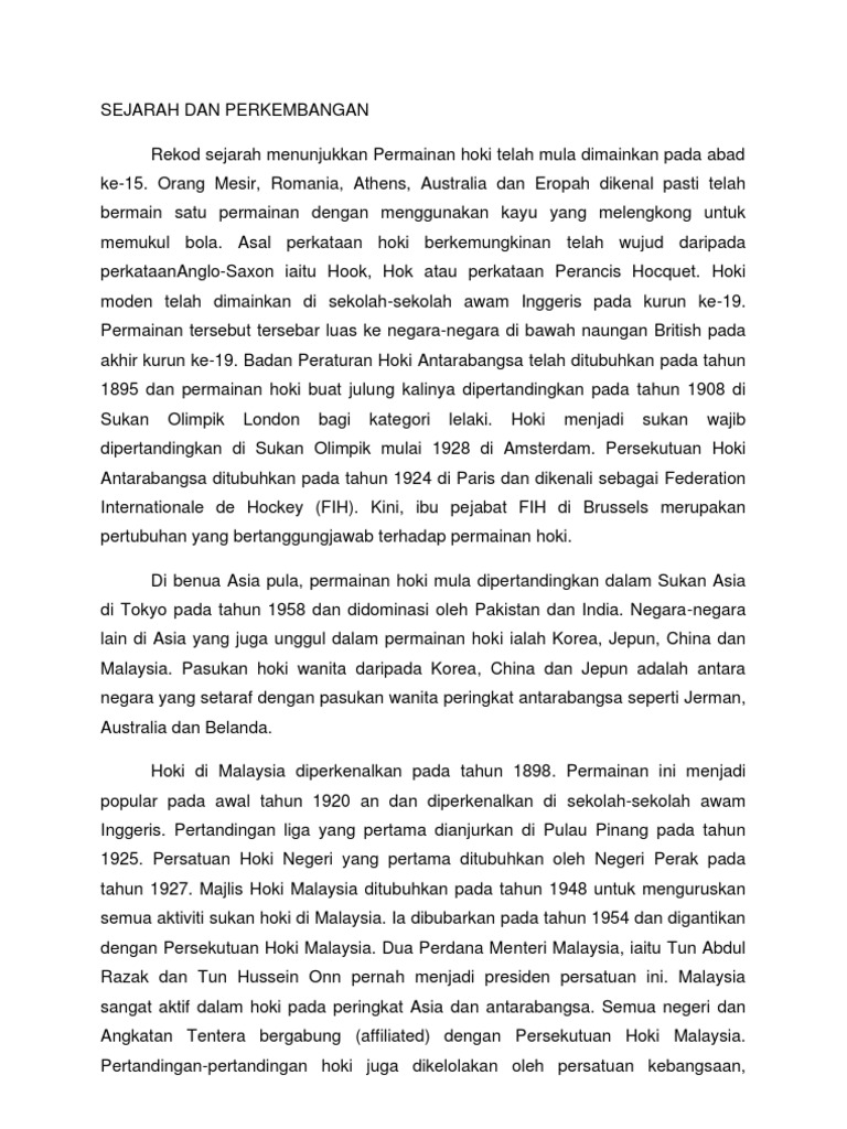 Sejarah Dan Perkembangan Hoki | PDF