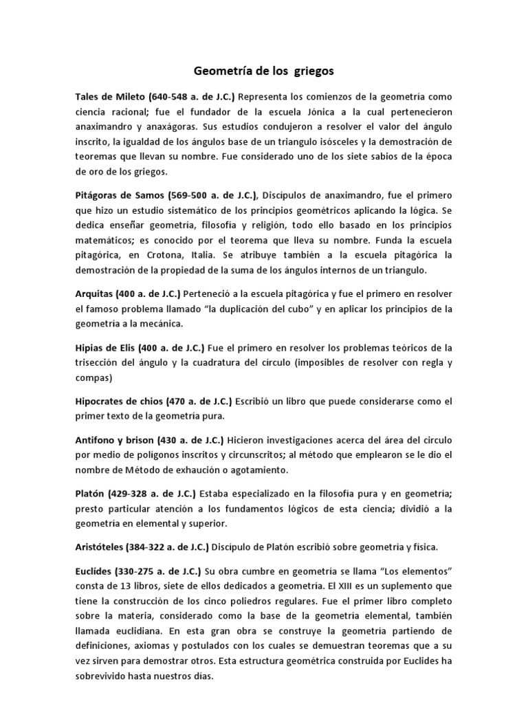 Geometría de Los Griegos | PDF | Geometría | Espacio