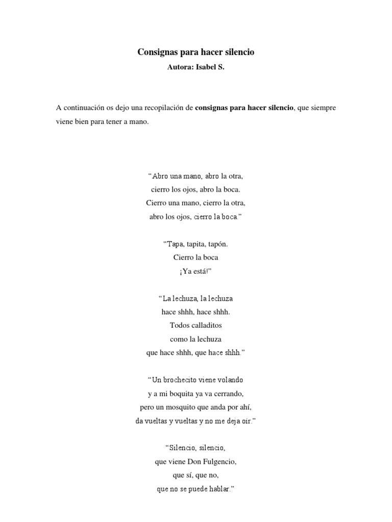 Consignas para Hacer Silencio | PDF