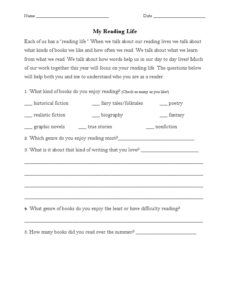 My Reading Life Journal Template | PDF