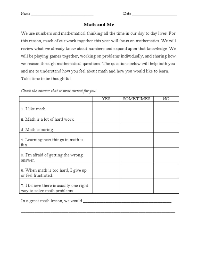 Mathematics Interest Inventory | PDF | Self-Improvement | Wellness