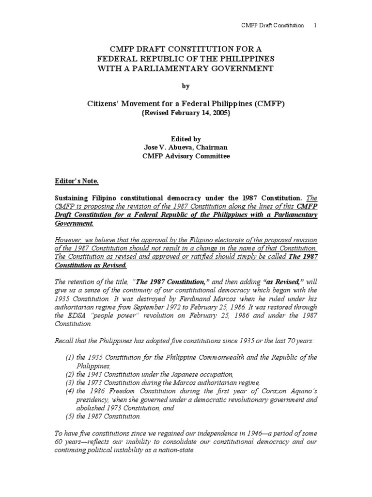 Draft Constitution for the Philippines | Pardon | Luzon