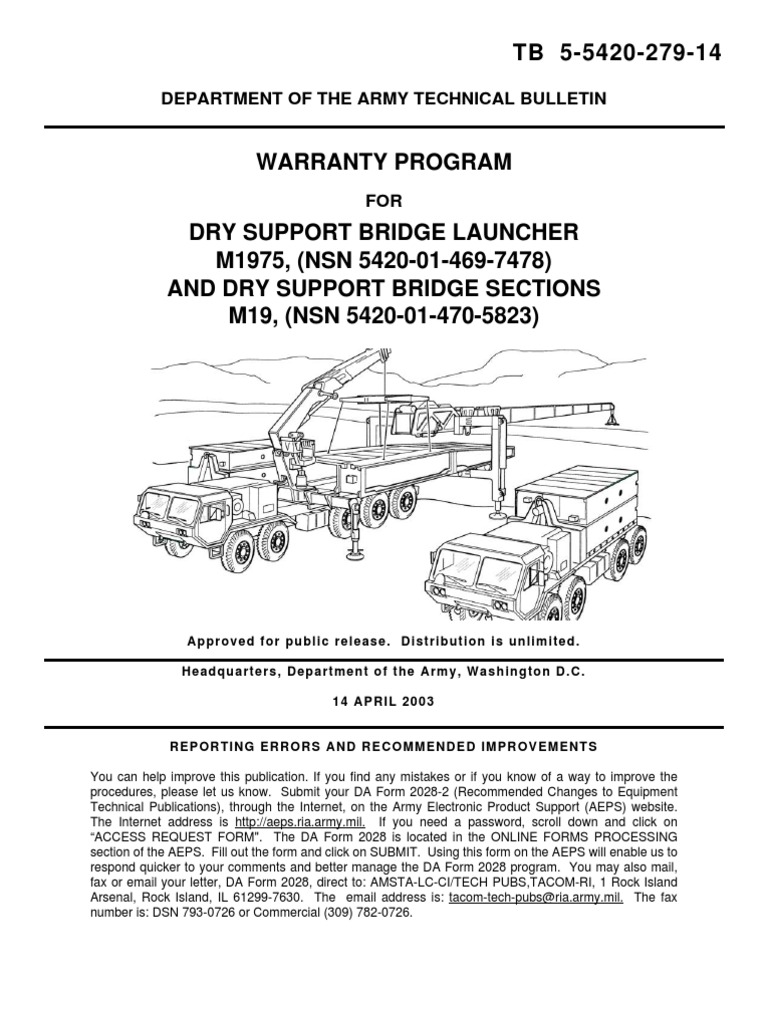 TB 5-5420-279-14 Dry Support Bridge Launcer M1975 | PDF | Business