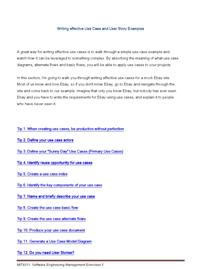 Writing Effective Use Cases for Software | PDF | Use Case | Software ...