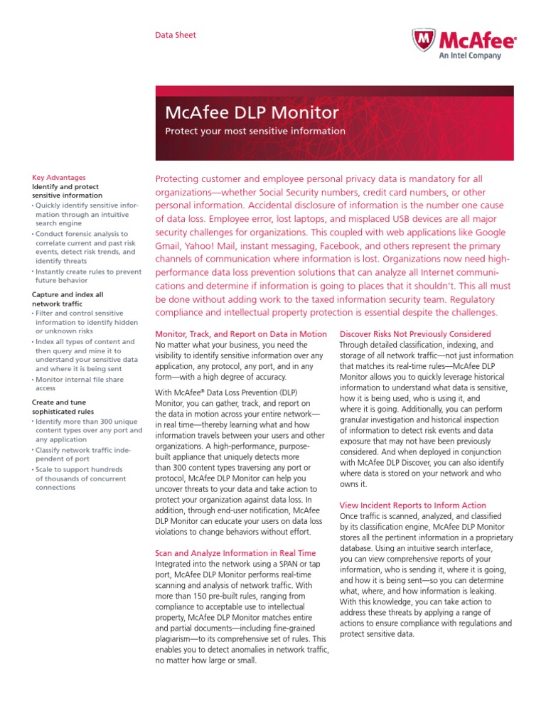 McAfee DLP Monitor Datasheet | PDF | Information Security | Information ...