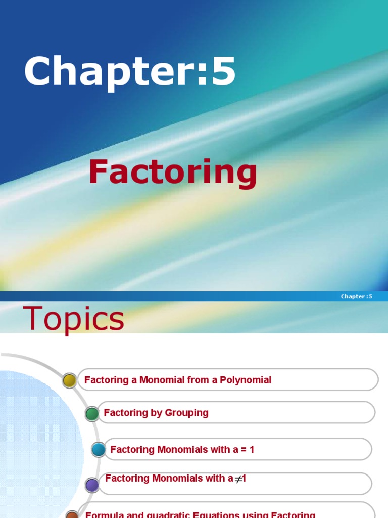 Chapter No 5 Pdf Factorization Polynomial