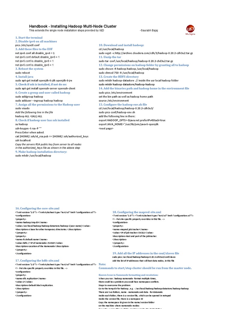 Install Hadoop Multi-Node | PDF | Apache Hadoop | Computer Data
