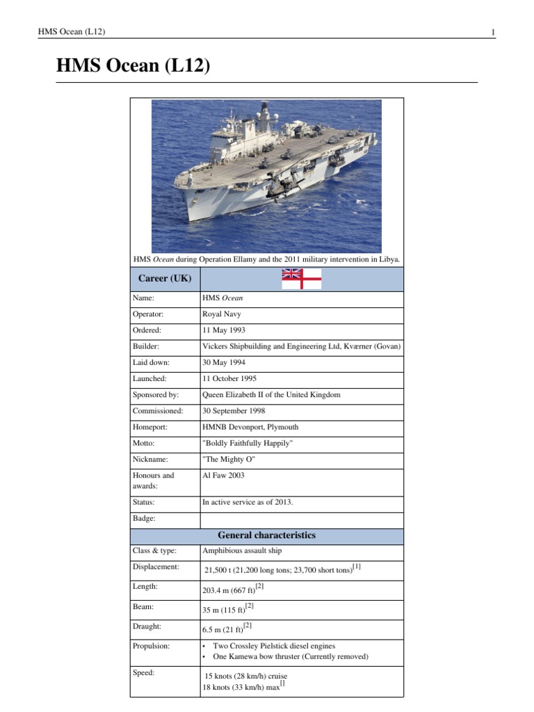 Hms Ocean (l12) | PDF | Military Of The United Kingdom | Ships
