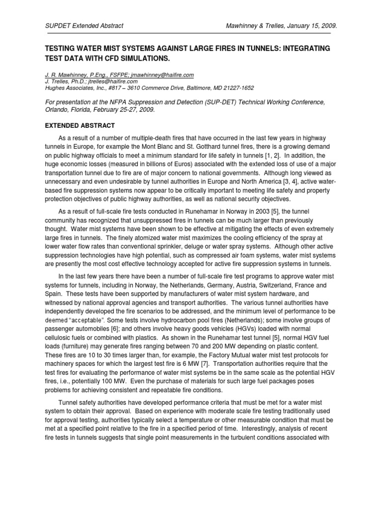 Testing Water Mist Systems Against Large Fires in Tunnels | PDF ...