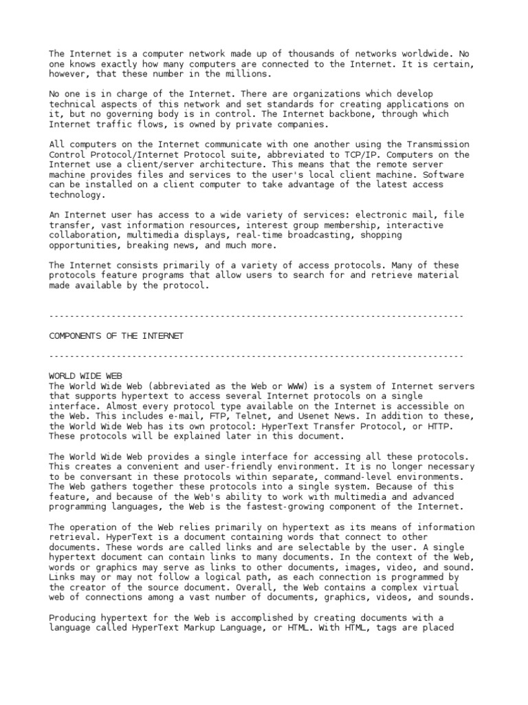 A Basic Guide To The Internet | PDF | Internet | World Wide Web