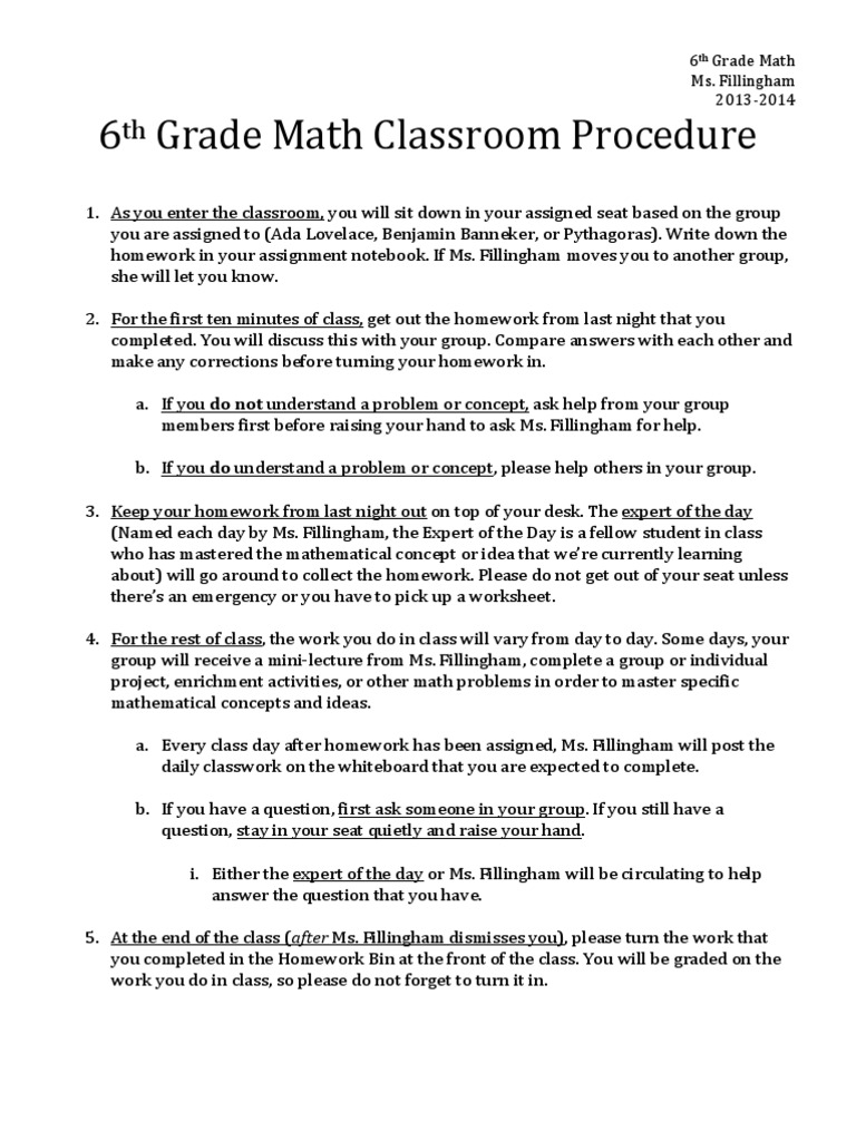 6th Grade Math Rules & Procedures | PDF | Cognition | Pedagogy