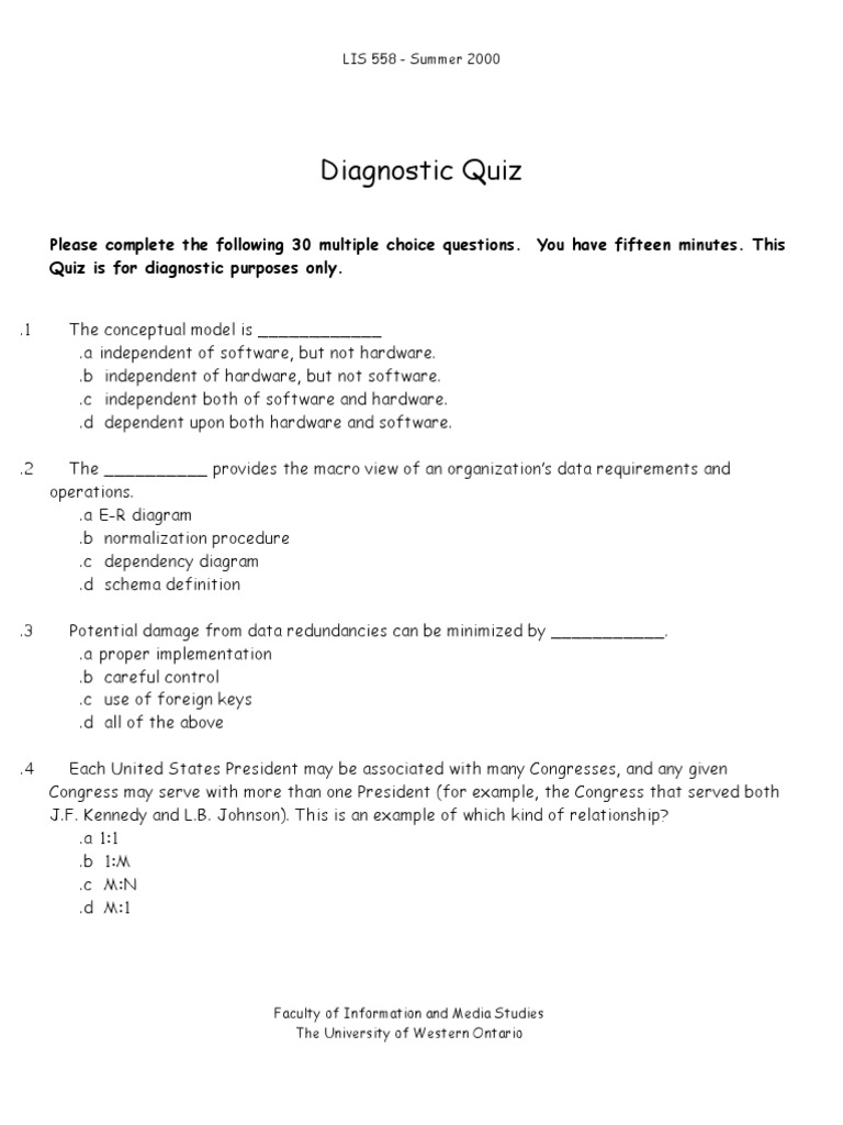 Quiz Database Administration | PDF | Conceptual Model | Database Design