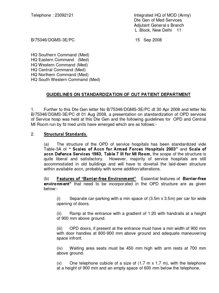 OPD Standardization Guidelines for Army | PDF | Emergency Medical ...