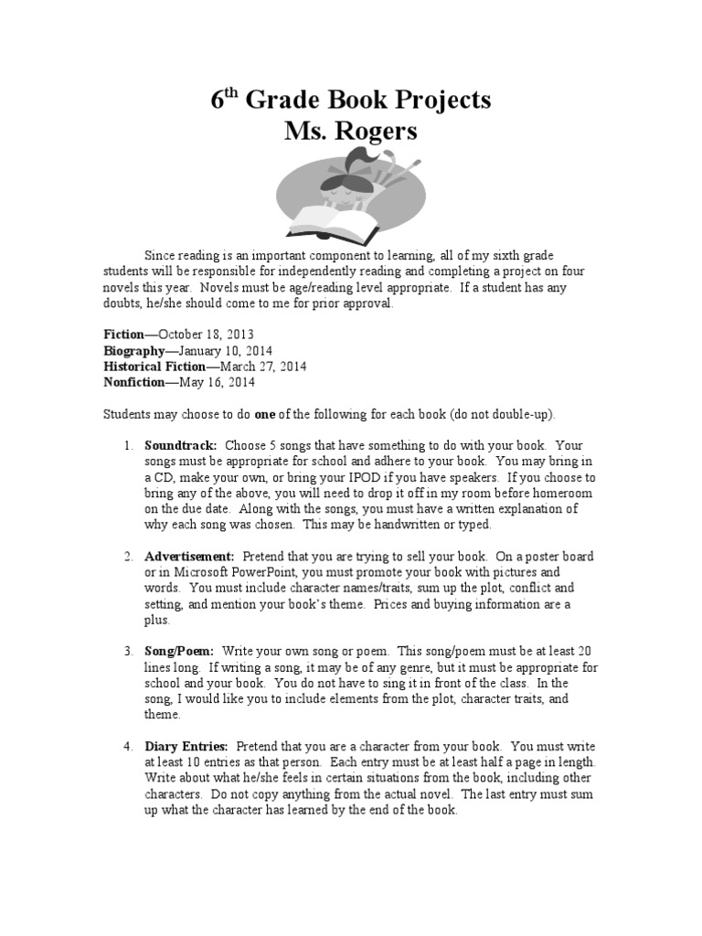 6th Grade Book Projects | PDF | Crossword | Newspapers