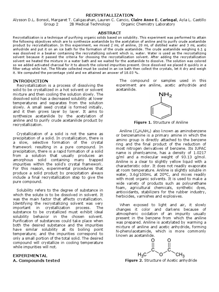Recrystallization | PDF | Solubility | Crystallization