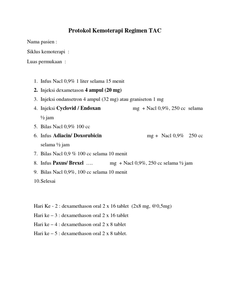 Protokol Kemoterapi Regimen TAC | PDF