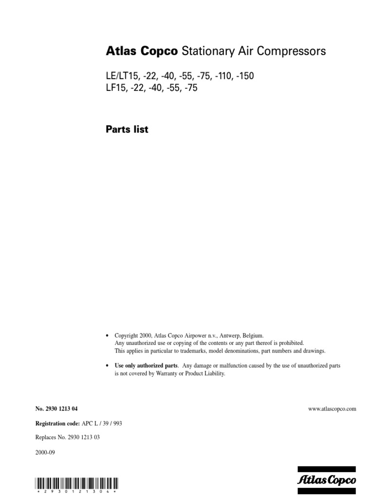 Compressor LE 22-75 2930 1213 04 SparePartList | PDF