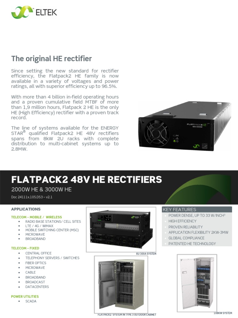 Datasheet Flatpack2 48V HE Rectifiers | PDF | Rectifier | 4 G