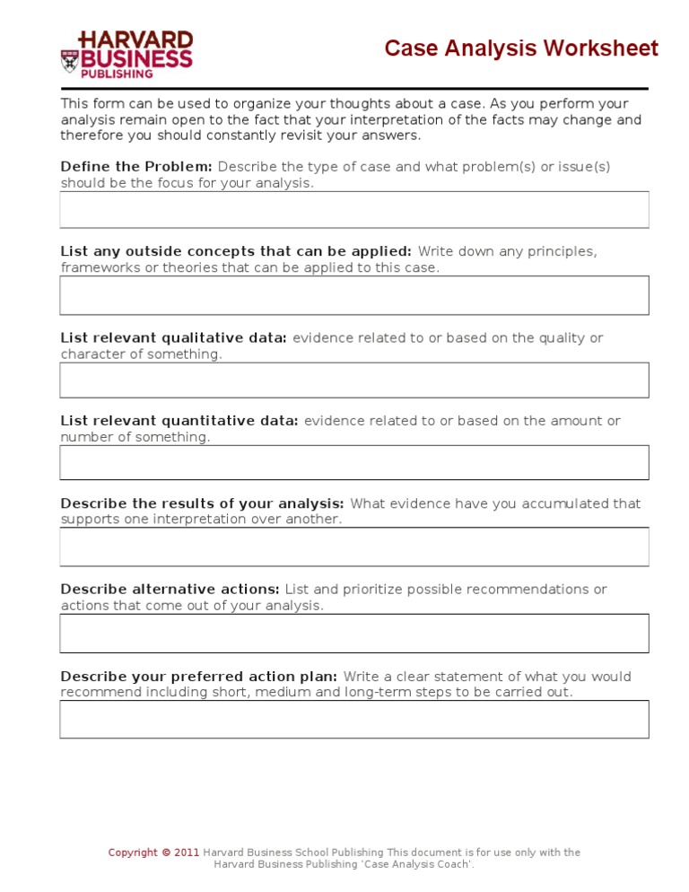 Case Analysis Worksheet: Define The Problem | PDF | Qualitative ...