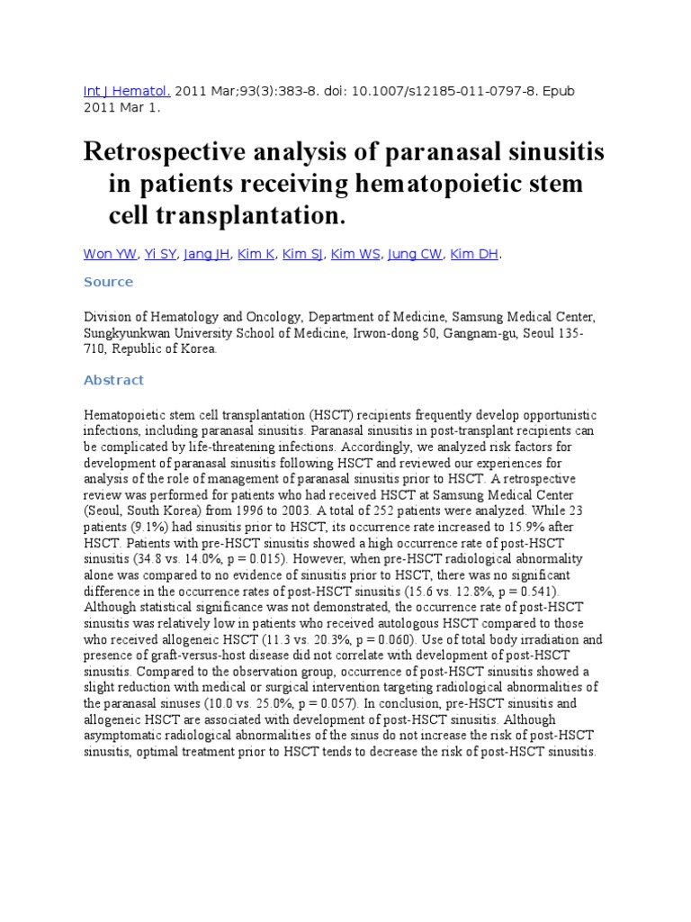 Int J Hematol | PDF | Hematopoietic Stem Cell Transplantation | Immunology