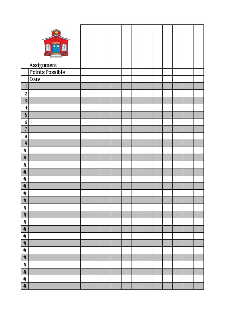 Assignment Points Possible Date 1 2 3 4 5 6 7 8 9