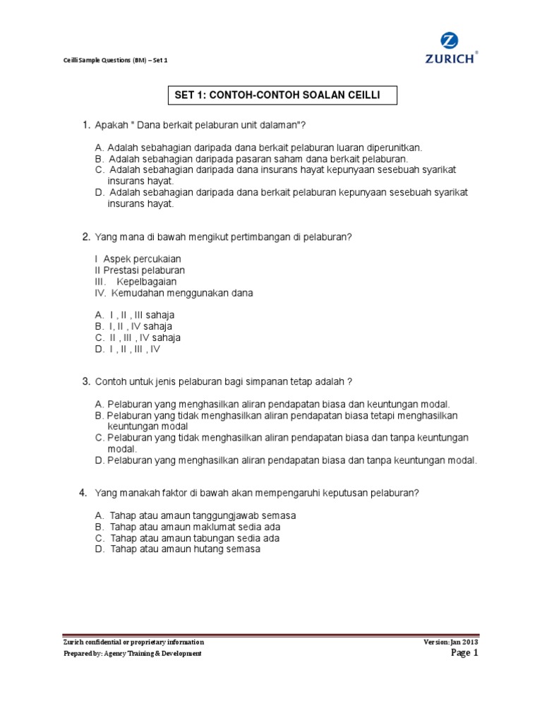 CEILLI Sample Questions - Set 1 (BM) | PDF