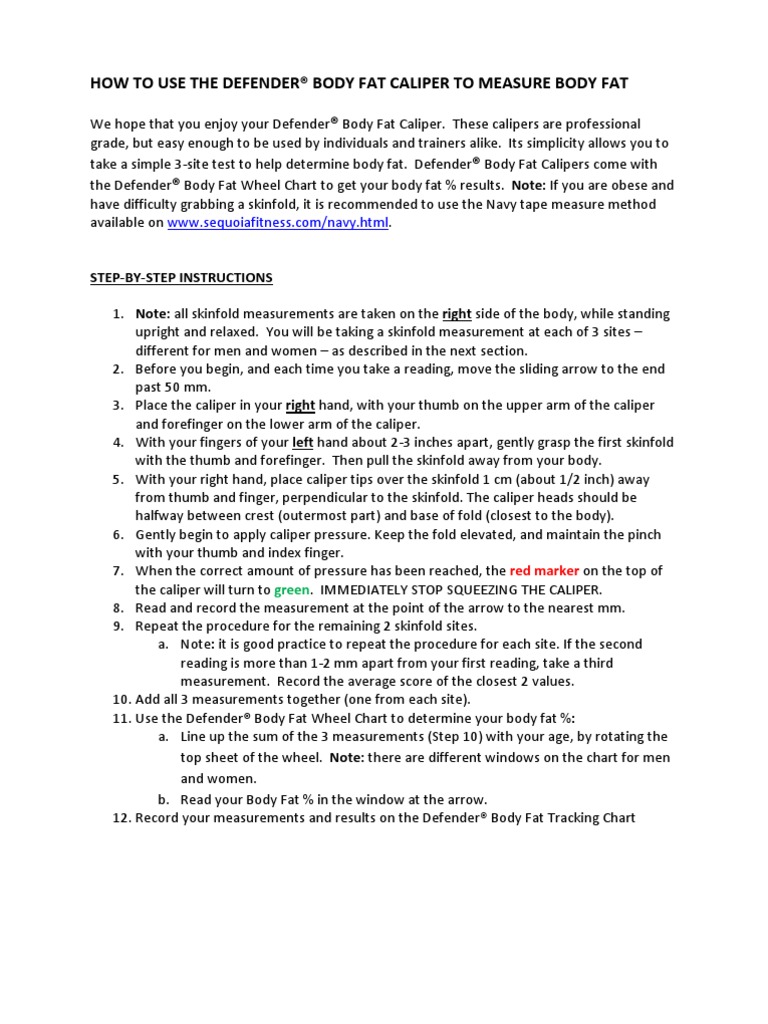 Defender Instructions PDF | PDF | Adipose Tissue | Obesity