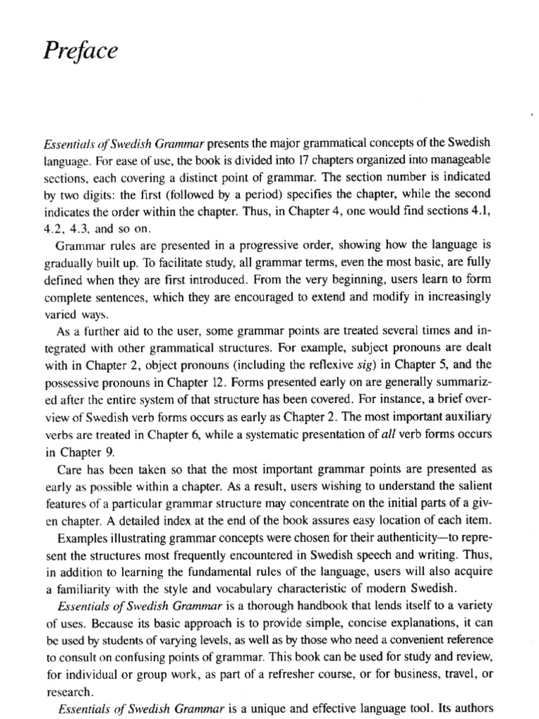 Essentials of Swedish Grammar | PDF
