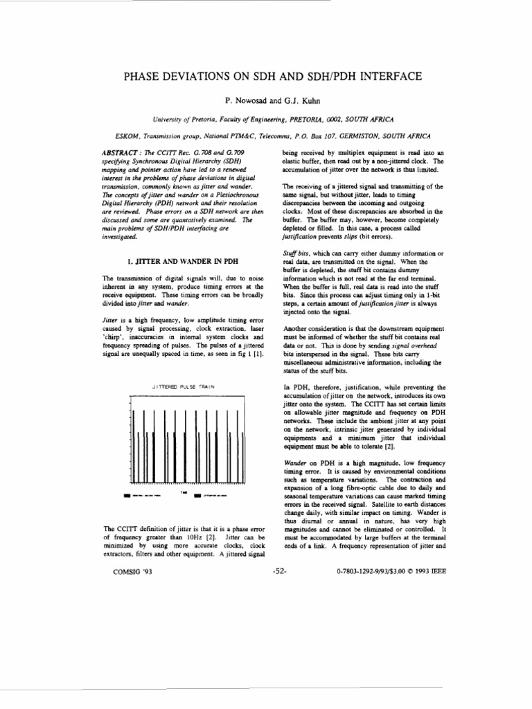Phase Deviations On SDH and SDH/PDH Interface: South | PDF | Pointer ...