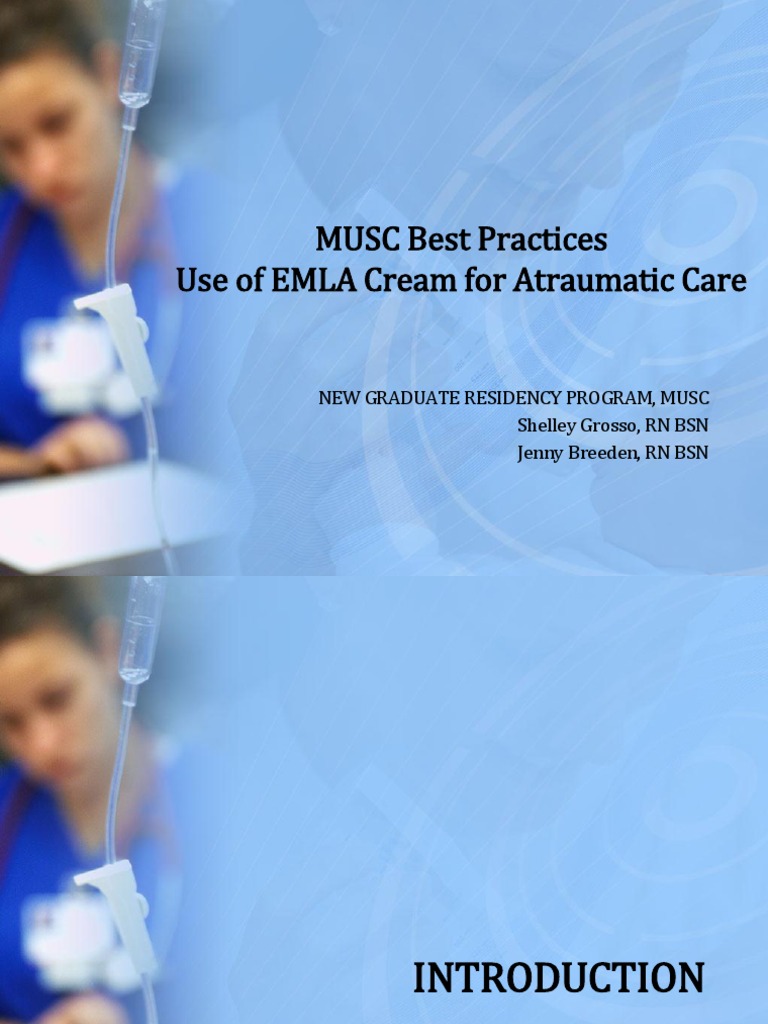 Emla Cream For Atraumatic Care | PDF | Intravenous Therapy | Pain